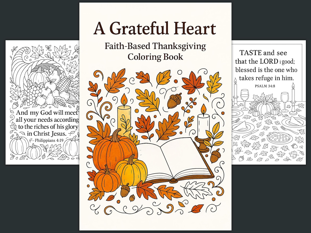 Thanksgiving Bible Verse Adult Coloring Book, Faith Activity (instant ...