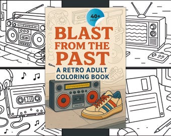 Retro '80s Coloring Book, Nostalgic Adult Designs (PDF Download) - Etsy