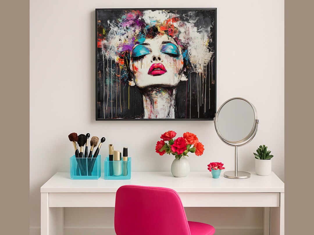 Messy Coquette Portrait Print, Bold Makeup Wall Art, Art for Makeup ...
