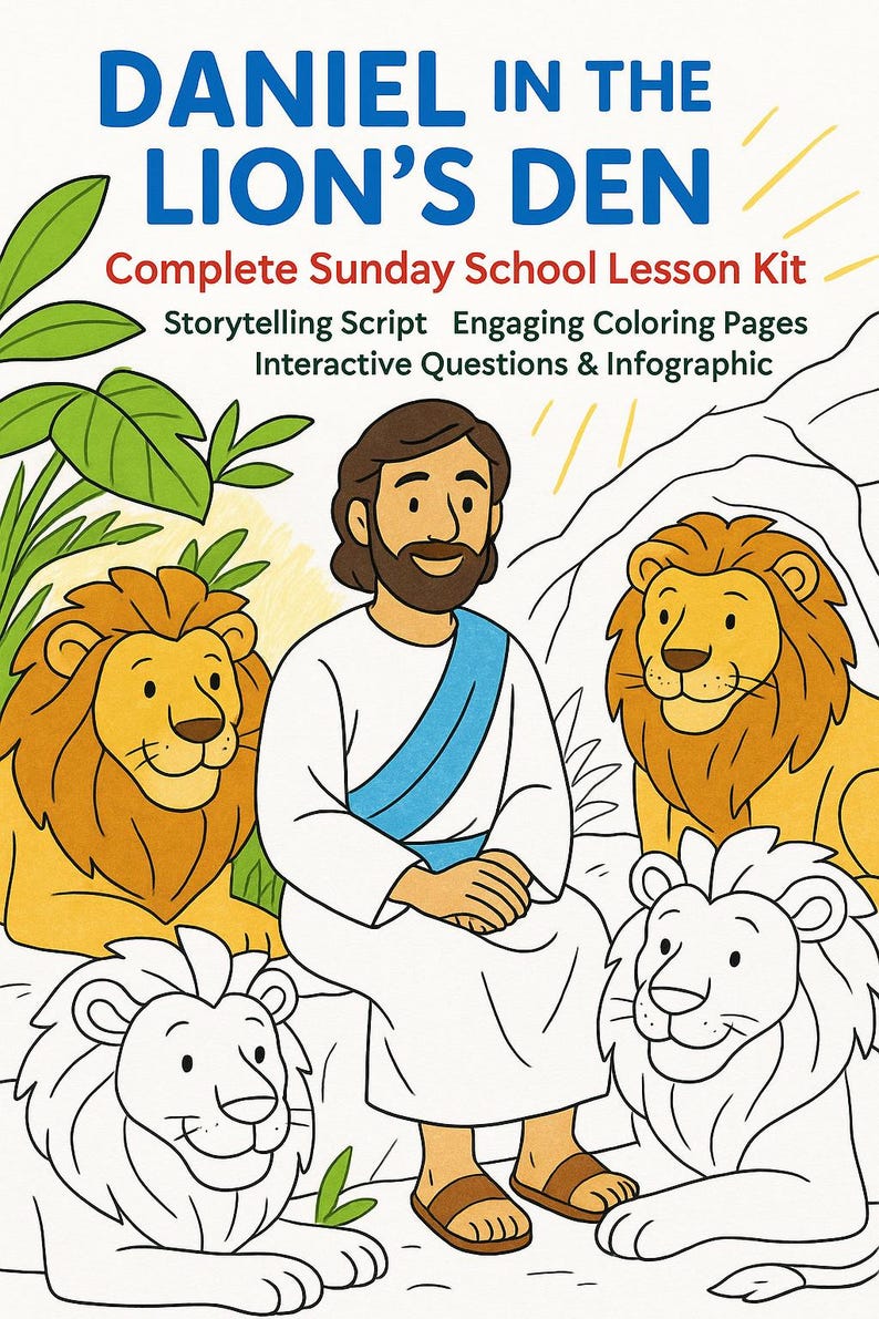 Daniel and the Lions Den Sunday School Lesson Kit (PDF) - Etsy