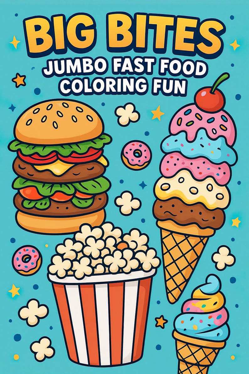 Giant Food Coloring Pages, Fast Food Printable Coloring Sheets, Jumbo ...