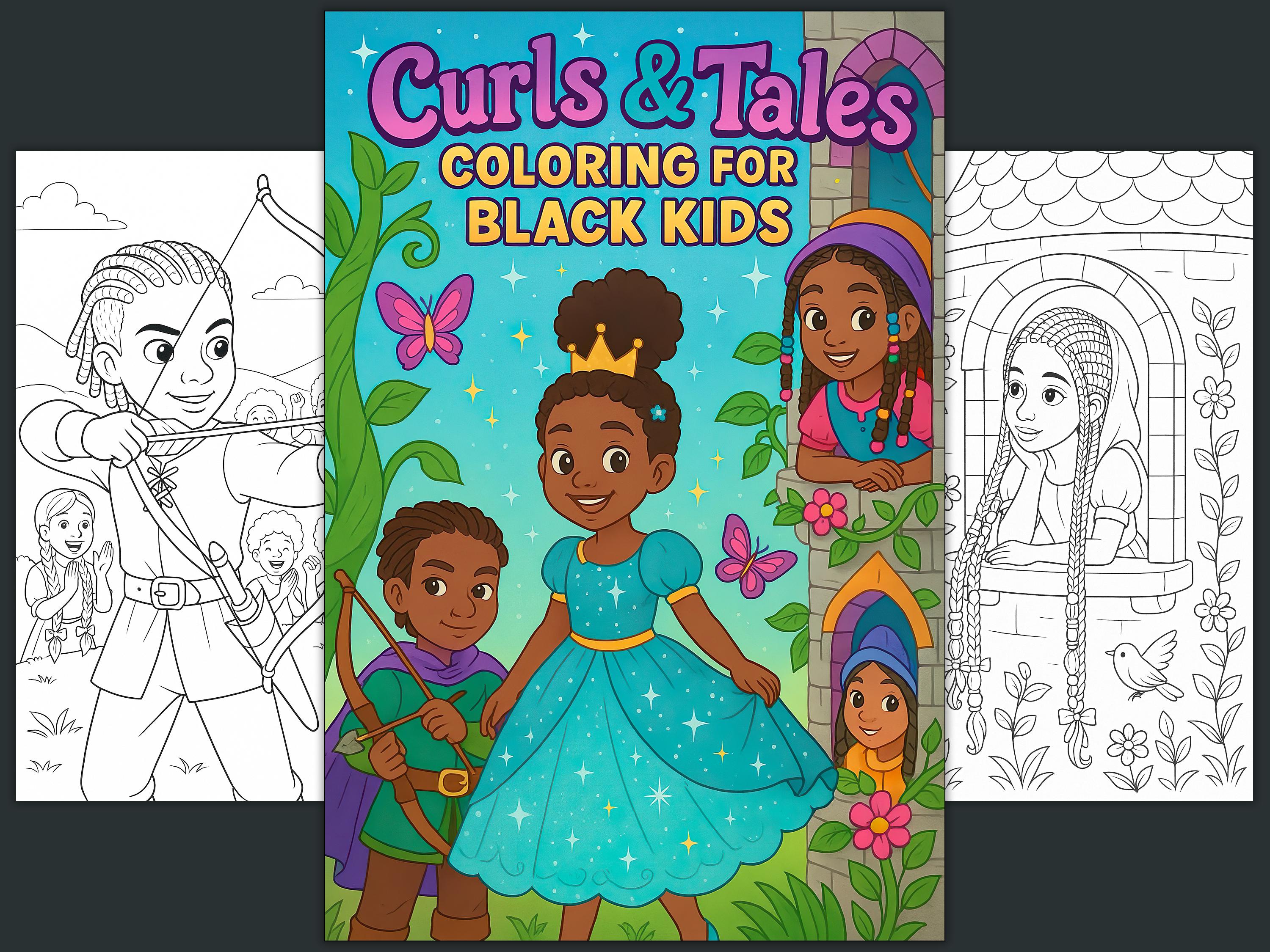 African American Fairy Tale Coloring Pages, Black Kids Coloring Pages ...