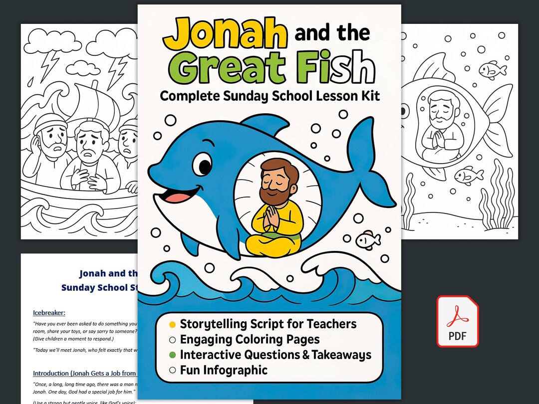 Jonah and the Whale Sunday School Lesson Kit – Printable Bible ...