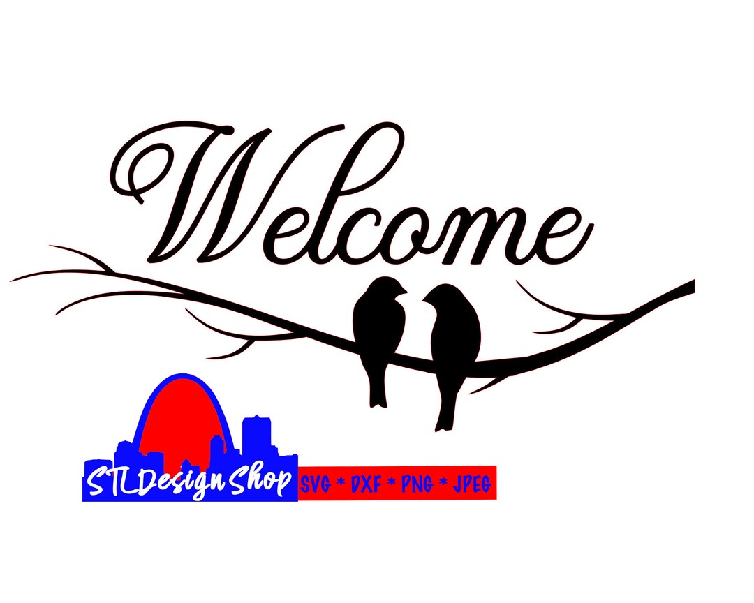Welcome Love Bird Branch Svg Cut File, Front Door Mat Diy File for ...