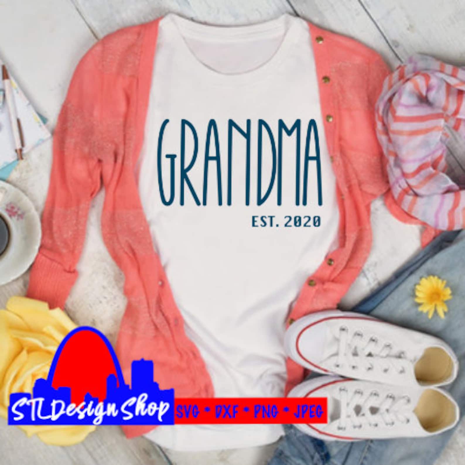 Grandma Est. 2020 Svg Dxf Png Jpeg Cut File Gaga Nana | Etsy