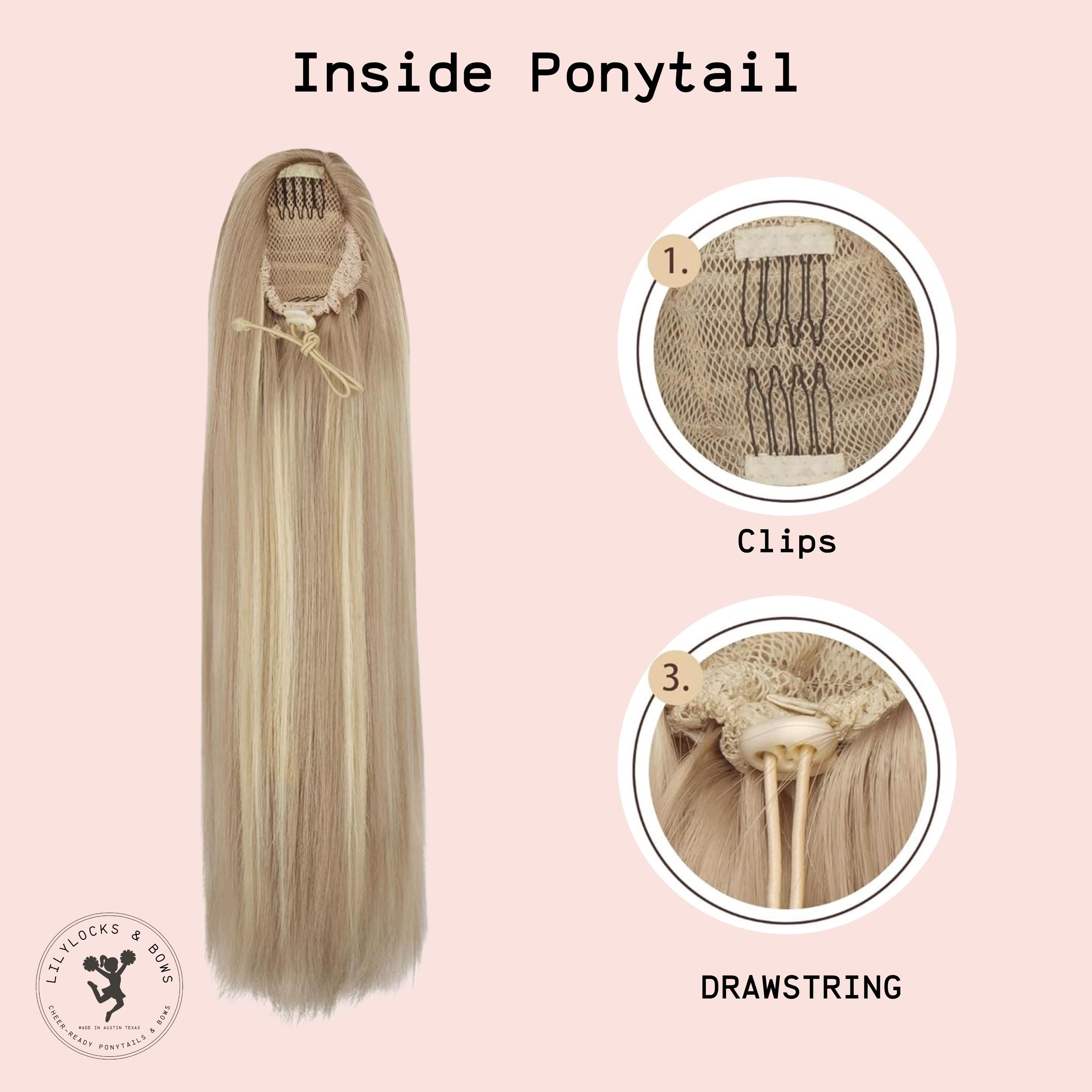 16" Straight Drawstring Ponytail for Cheerleaders – Soft Synthetic Hair ...