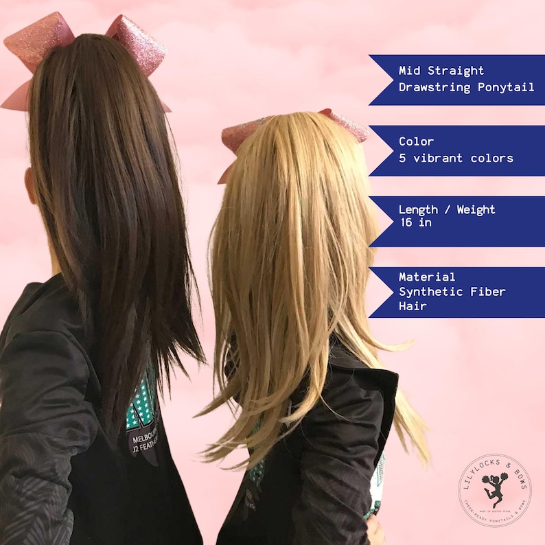 16" Straight Drawstring Ponytail for Cheerleaders – Soft Synthetic Hair ...