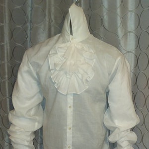 18th Century English Regency Shirt Extra High Collar Neck Ruffles With ...