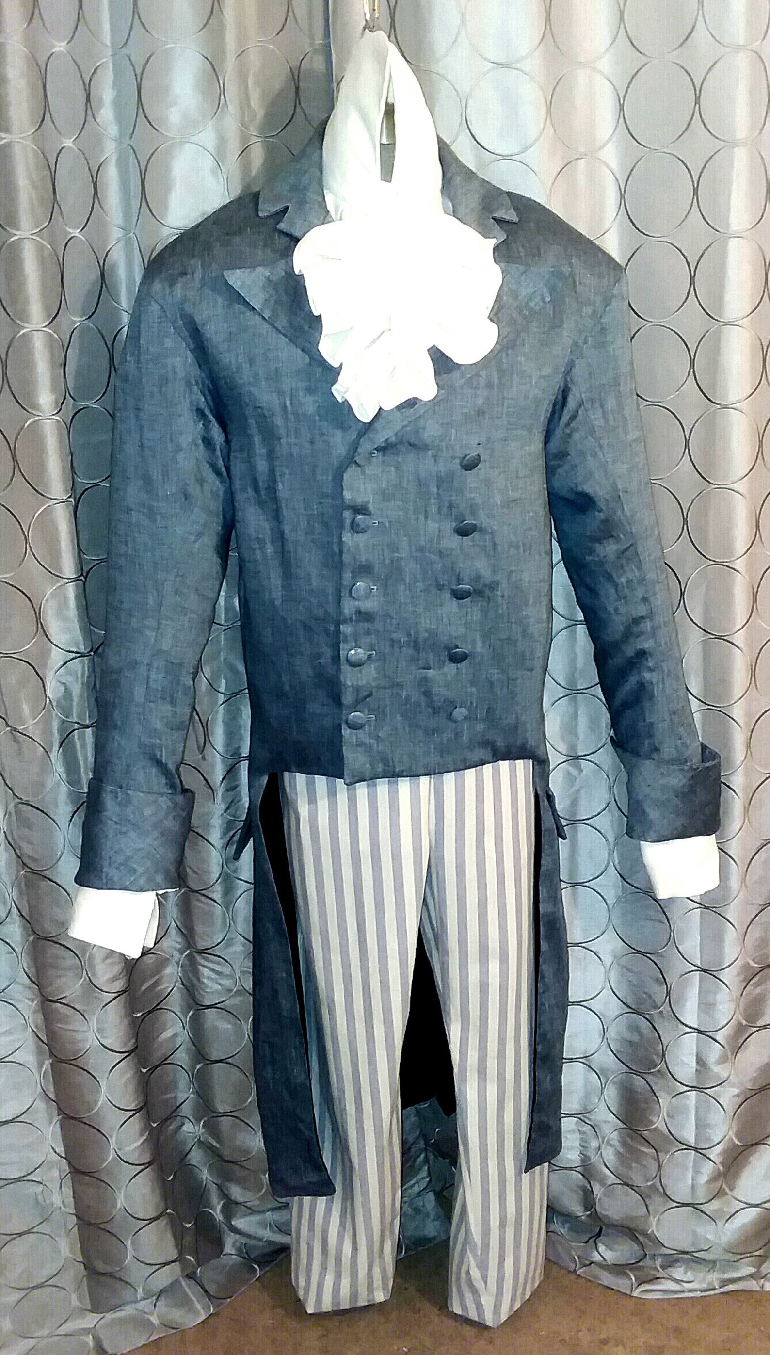 Summertime English Regency Fall Front Trousers in Blue and White ...
