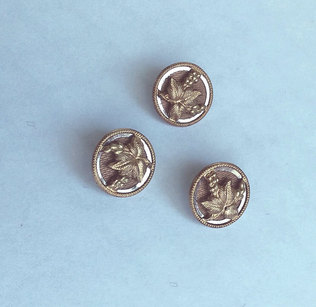 Vintage Tiny Metal Buttons From 1900's Palm Tree Maple Leaf Buttons - Etsy