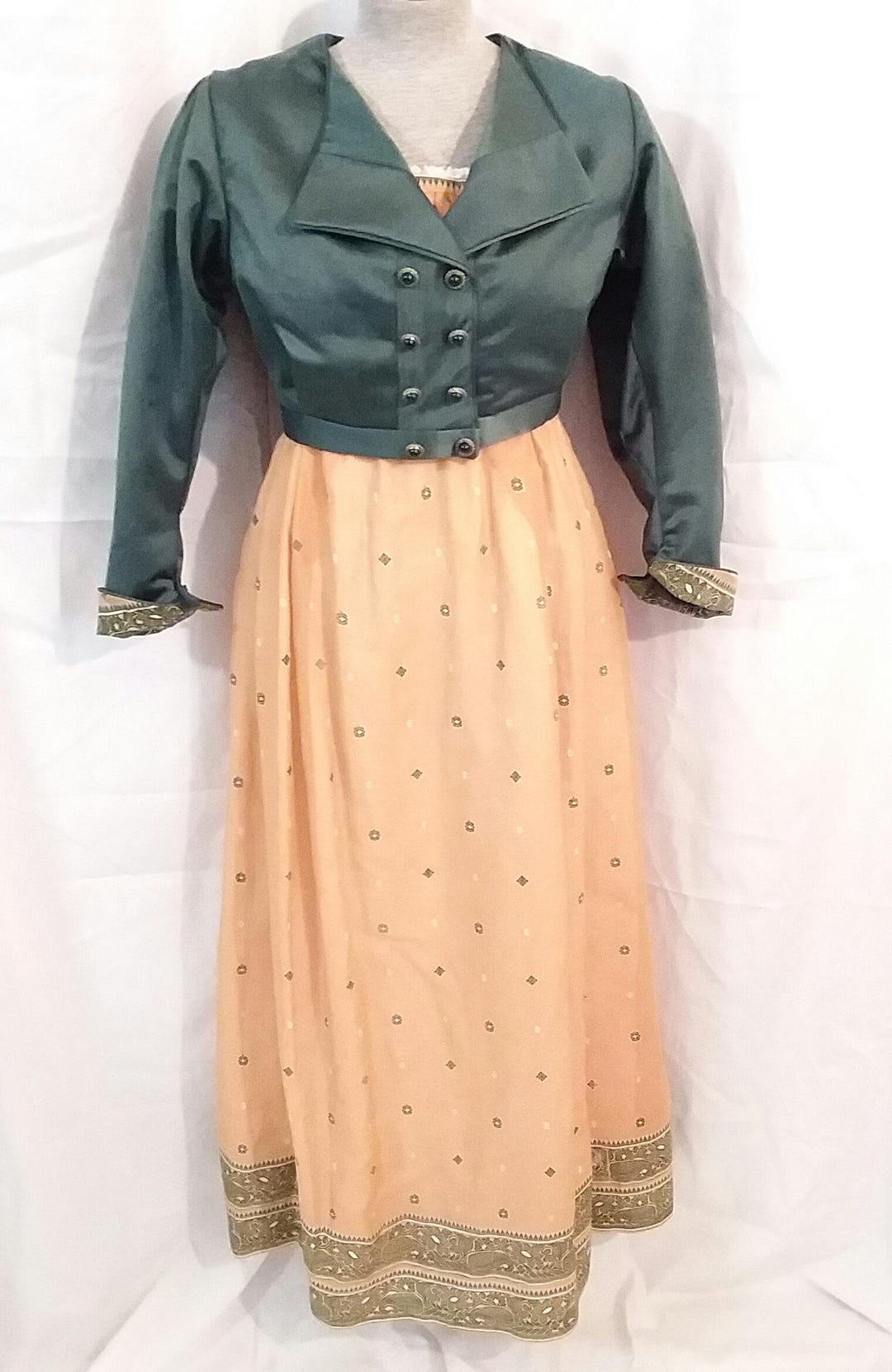 English Regency Spencer Jacket in Green Polished Cotton - Etsy