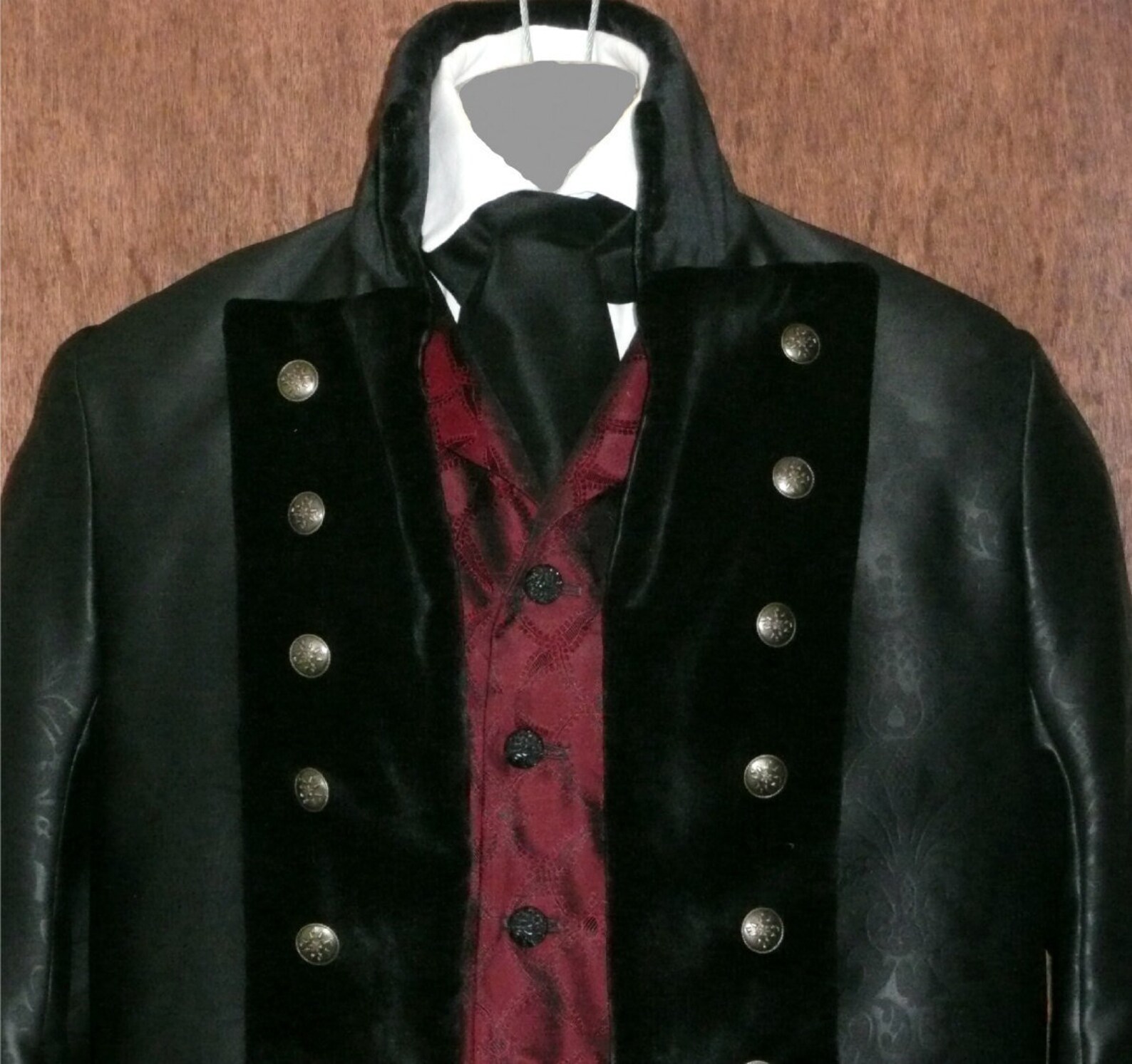 Mans Steampunk Military Pirate Coat in Black With Velvet and Brass ...