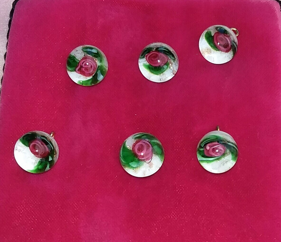 Vintage Murano Glass Ball Buttons With Pink Roses From - Etsy