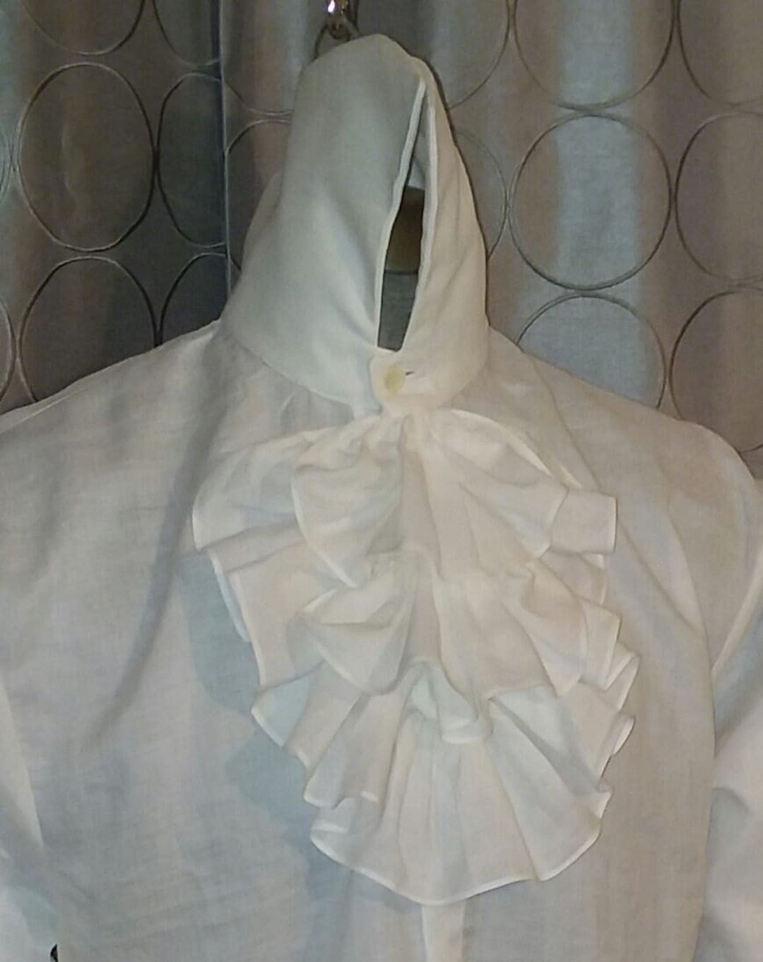 18th Century English Regency Shirt Extra High Collar Neck Ruffles With ...