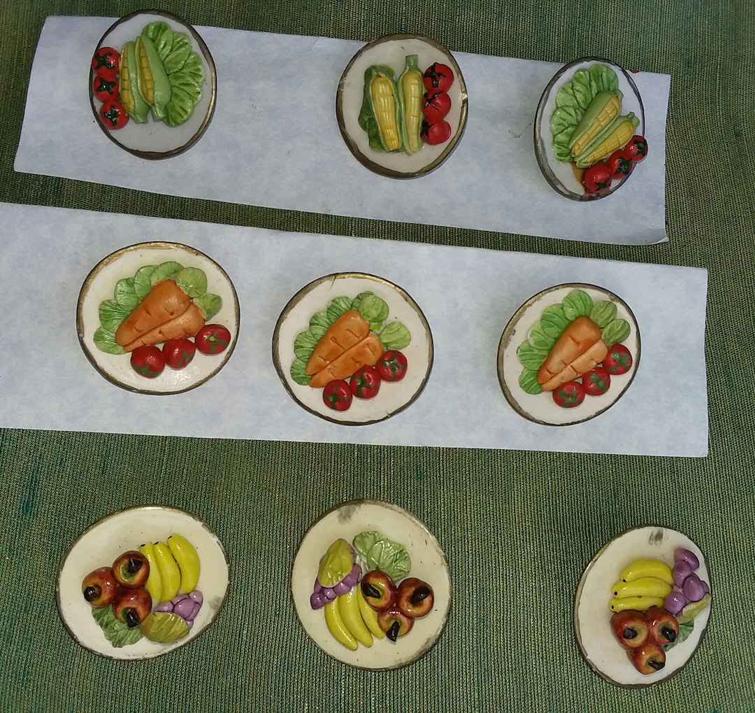 Hand Made Ceramic Fruit Plate Buttons - Etsy