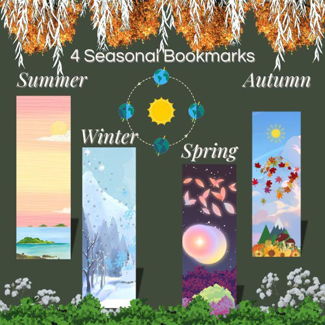 Four Seasonal Themed Bookmarks - Summer, Spring, Autumn, and Winter - Etsy