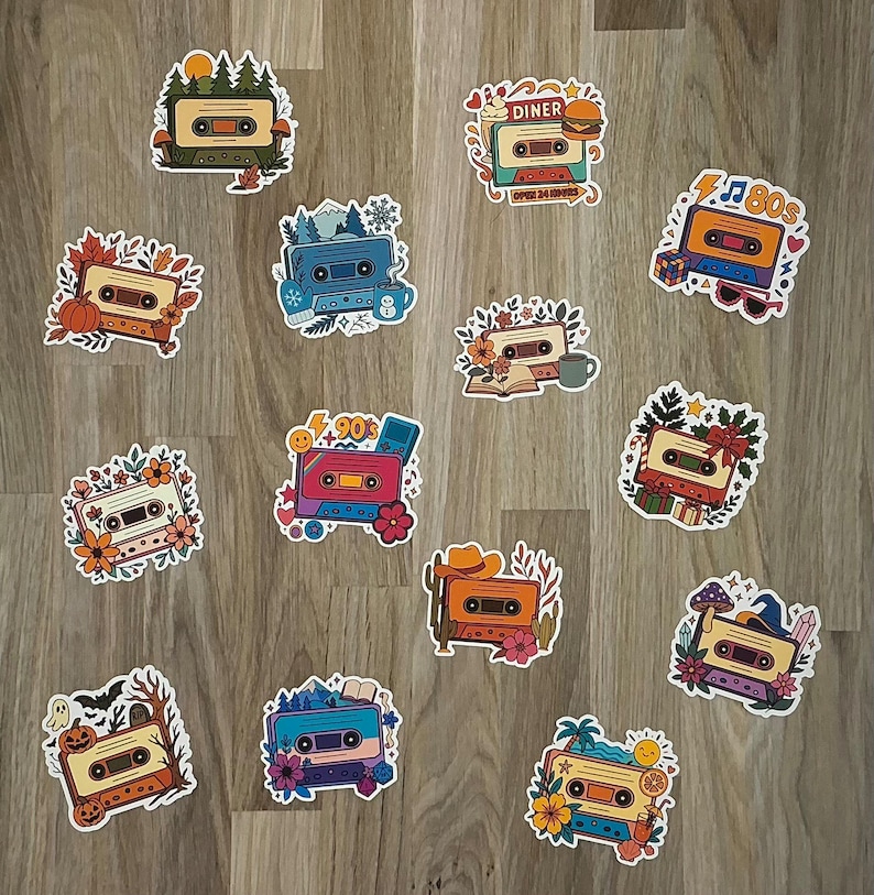 Retro Cassette Stickers Themed Tape Decals Vintage Music Aesthetic 80s ...