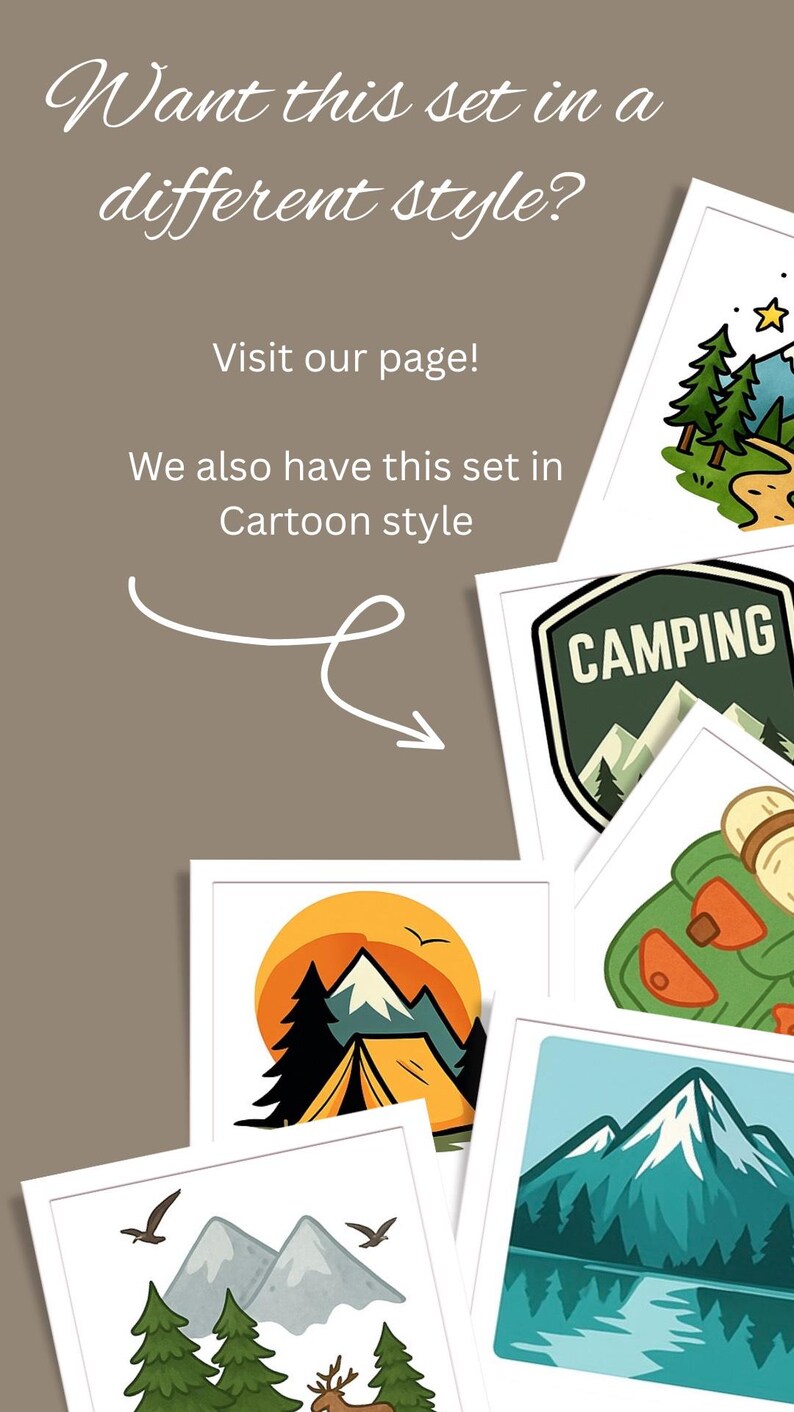 Watercolor Camping Stickers: Nature Adventure Decals - Waterproof Vinyl ...