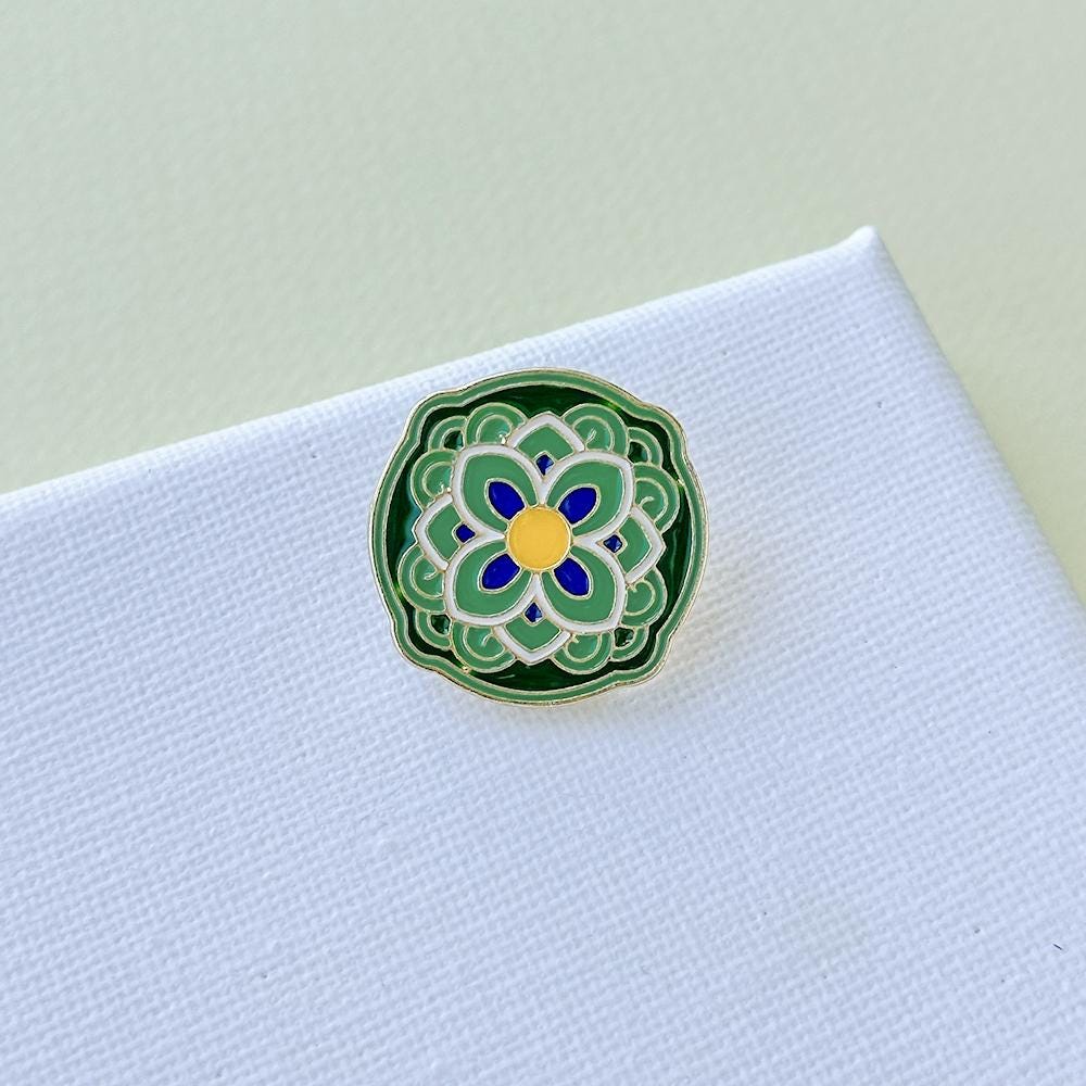 Korean Dancheong Enamel Pin, Traditional Pattern Brooch, Kpop Demon ...