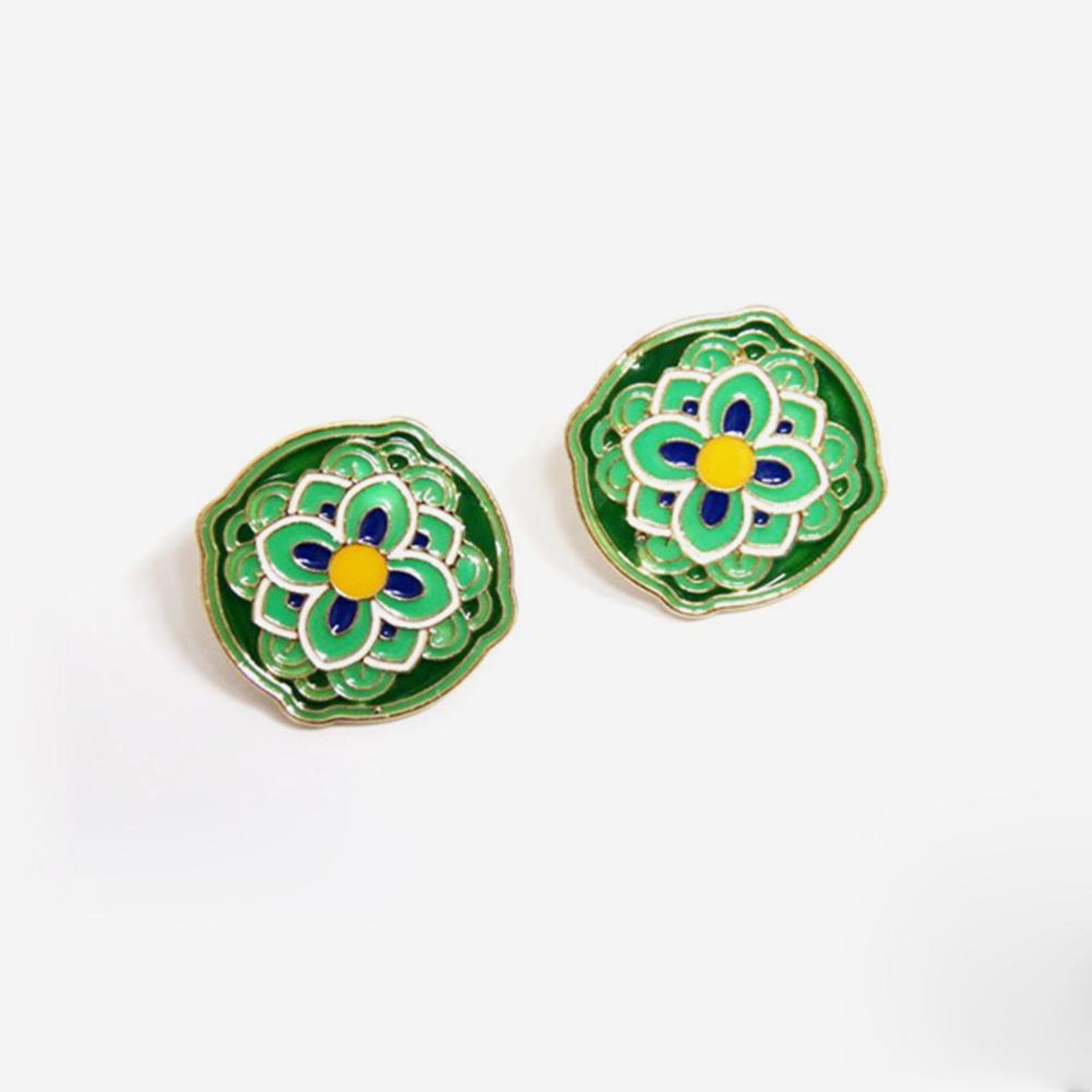 Korean Dancheong Enamel Pin, Traditional Pattern Brooch, Kpop Demon ...