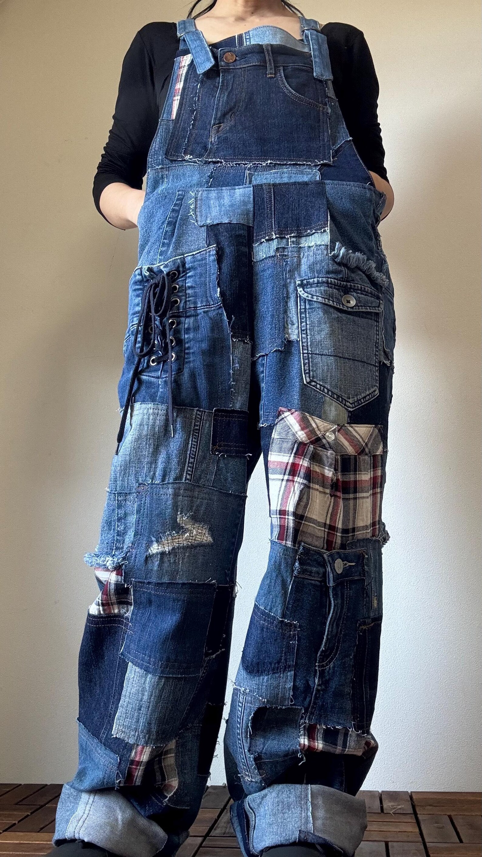 Upcycled Patchwork Denim Overalls – Handmade One-of-a-kind Reworked ...