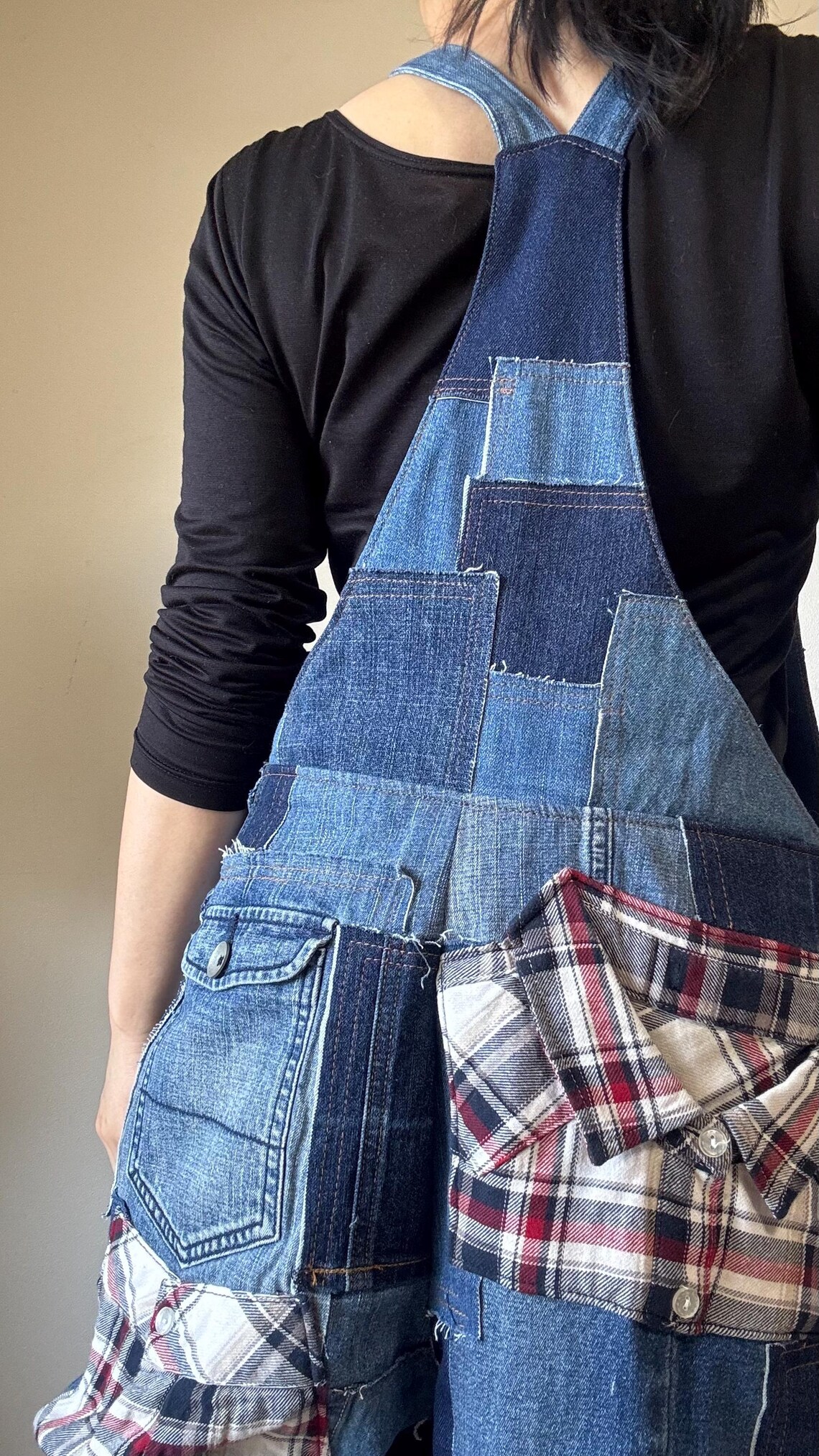Upcycled Patchwork Denim Overalls – Handmade One-of-a-kind Reworked ...