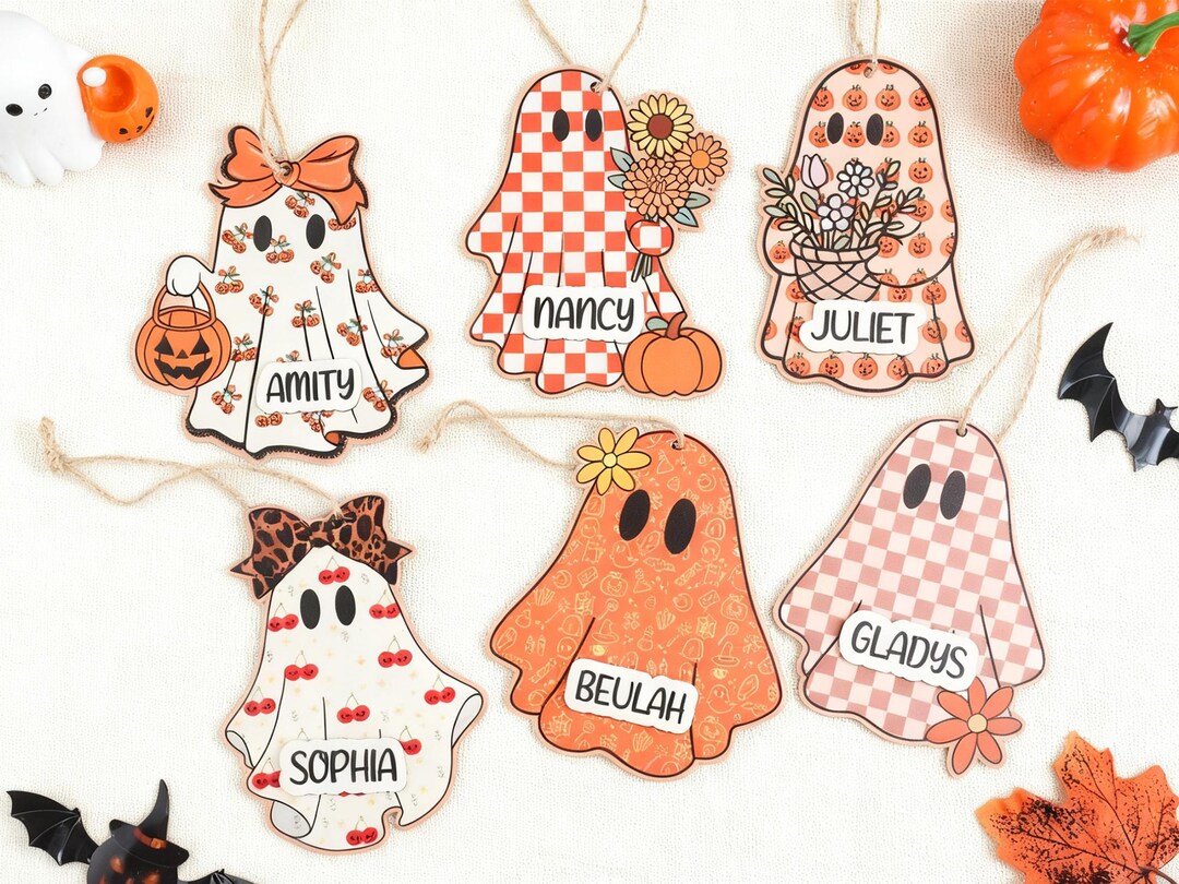 Personalized 3D Ghost Halloween Basket Tag,custom Halloween Name Tag ...