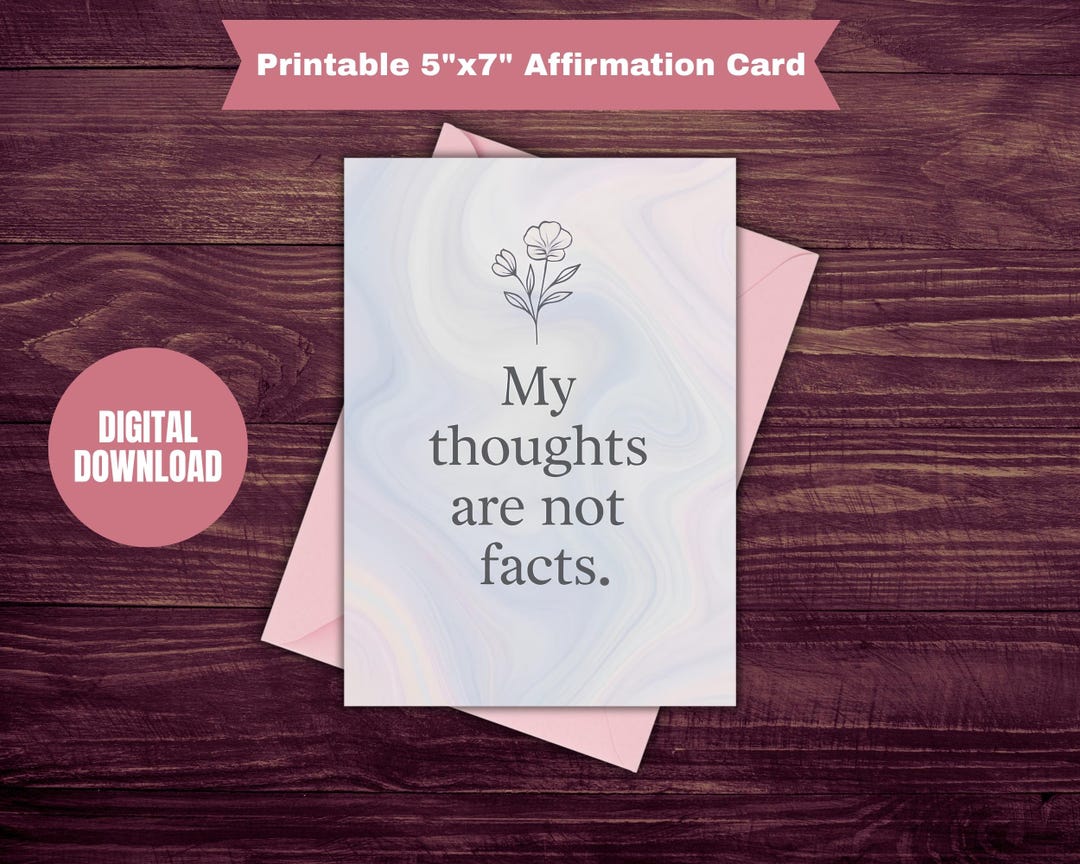 My Thoughts Are Not Facts Printable Affirmation Card | 5x7 Digital ...