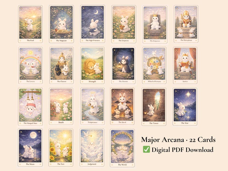 Gentle Bunny Tarot Deck - Major Arcana, Self-reflection (PDF Download ...
