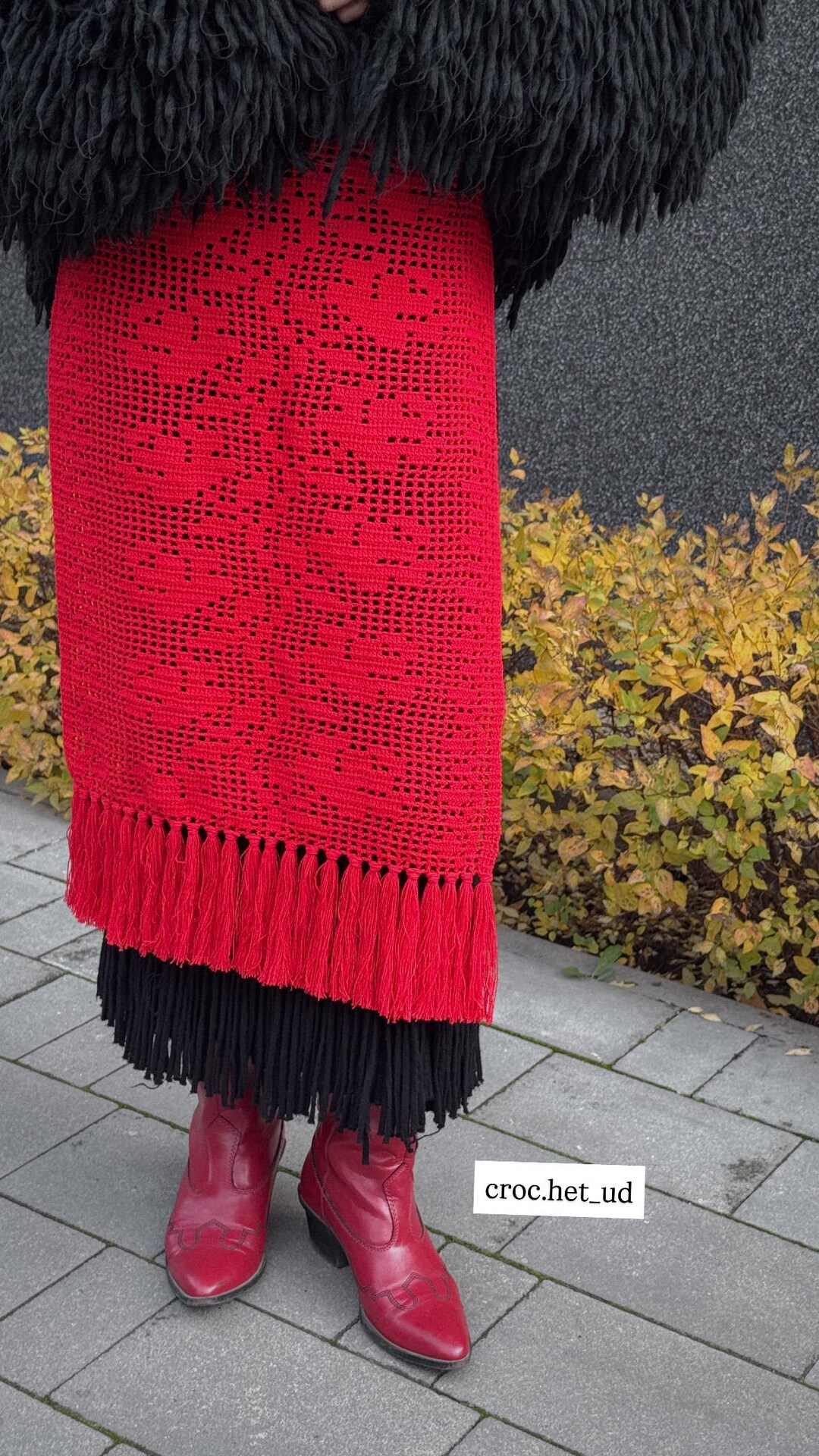 Handmade Ukrainian Ethnic Apron With Red Floral Crochet Design ...