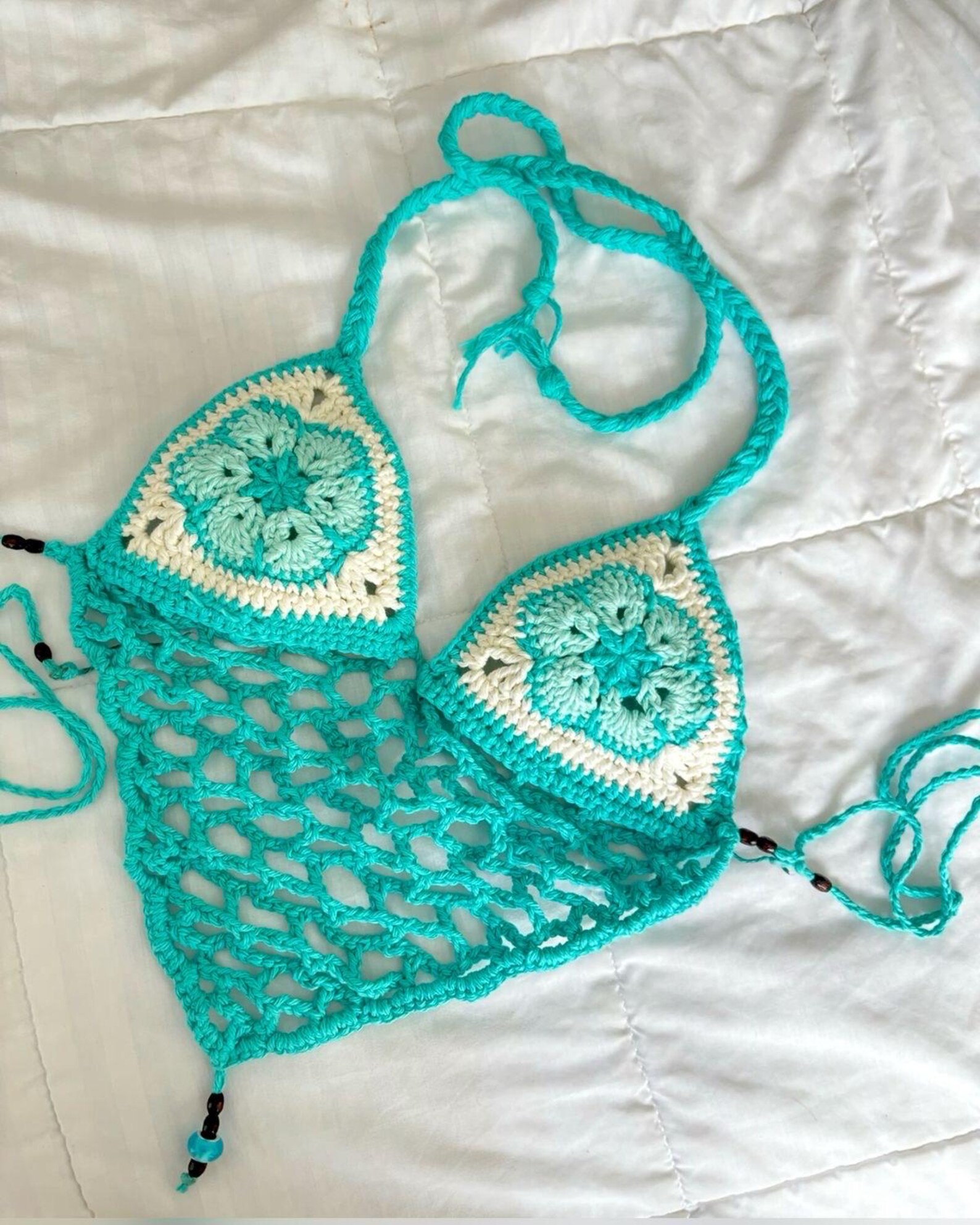 Crochet Halter Top Pattern – Boho Granny Square Bikini Top With Mesh ...