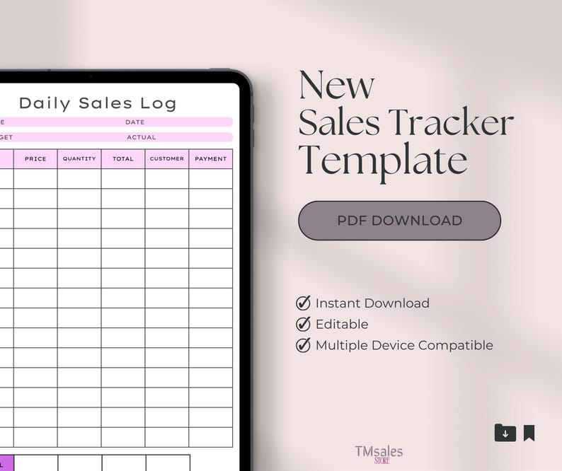 Sales Log Printable PDF - Daily Sales Planner | Business Sale Template ...