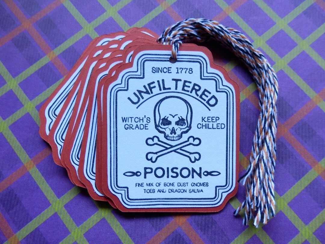 Poison Warning Labels Arsenic Skull Creepy Treats Halloween Gift/hang ...