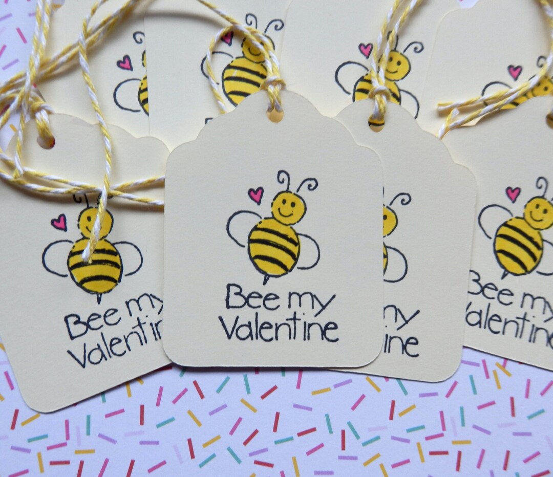 Bee My Valentine Tags - Bee Tags - Honey - Hearts - Handmade Gift/hang ...