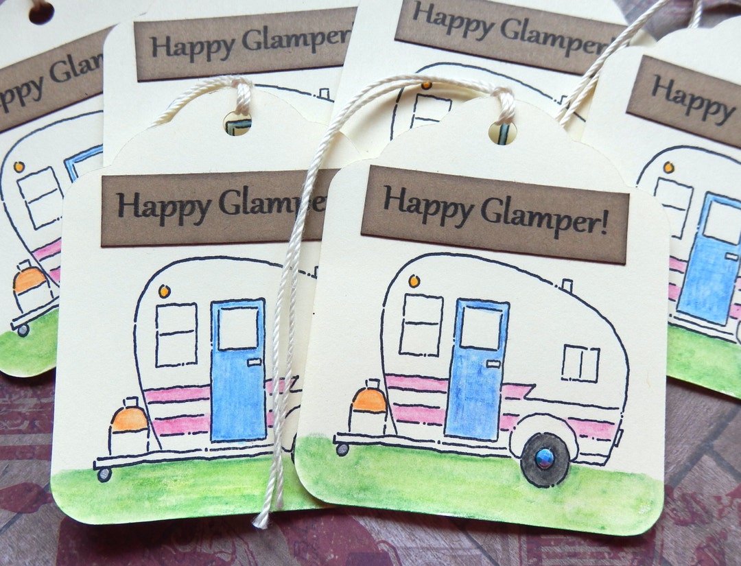 Happy Glamper! Camping - Camper- Trailer - Traveler Tags - Gift/hang ...