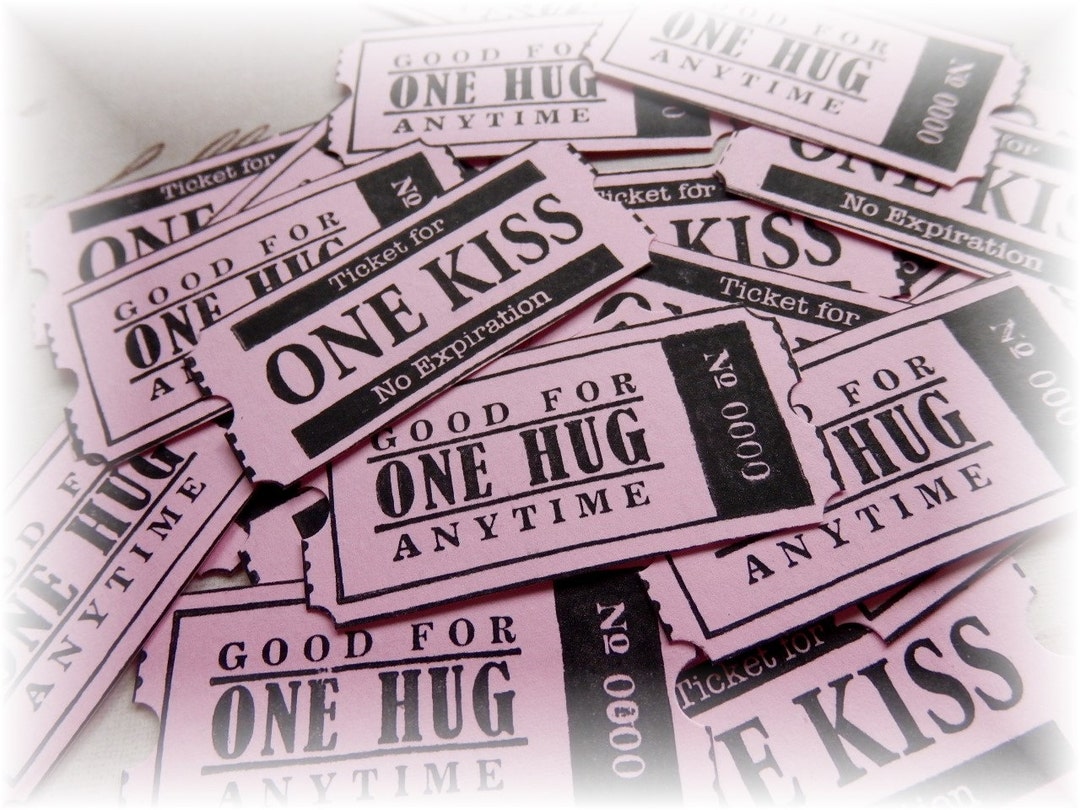 Love - Valentine Tickets - Good for One Hug- Good for One Kiss- Tickets ...
