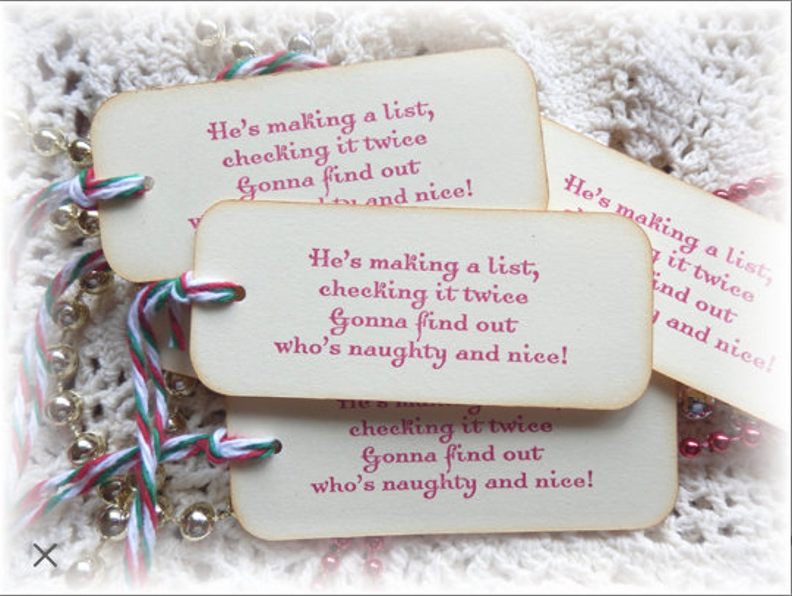 Santa Tags - Making a List Checkin It Twice - Gift/hang Tags (6) - Etsy