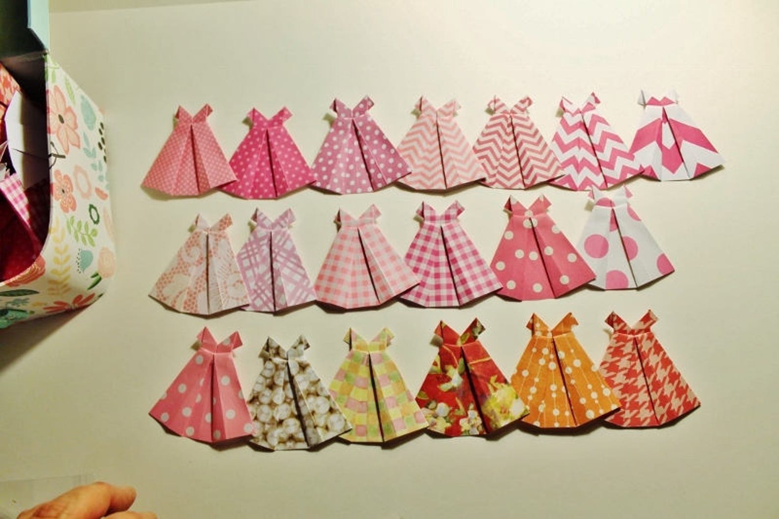 Paper Origami Dresses 2 1/2 Inches Tall - Choose Color Scheme and ...
