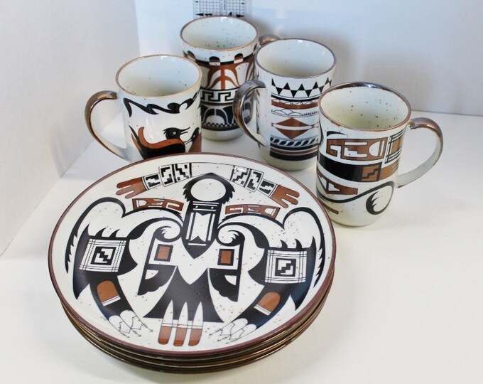 Vintage Southwest Hopi Native American Stoneware Pottery Luncheon ...