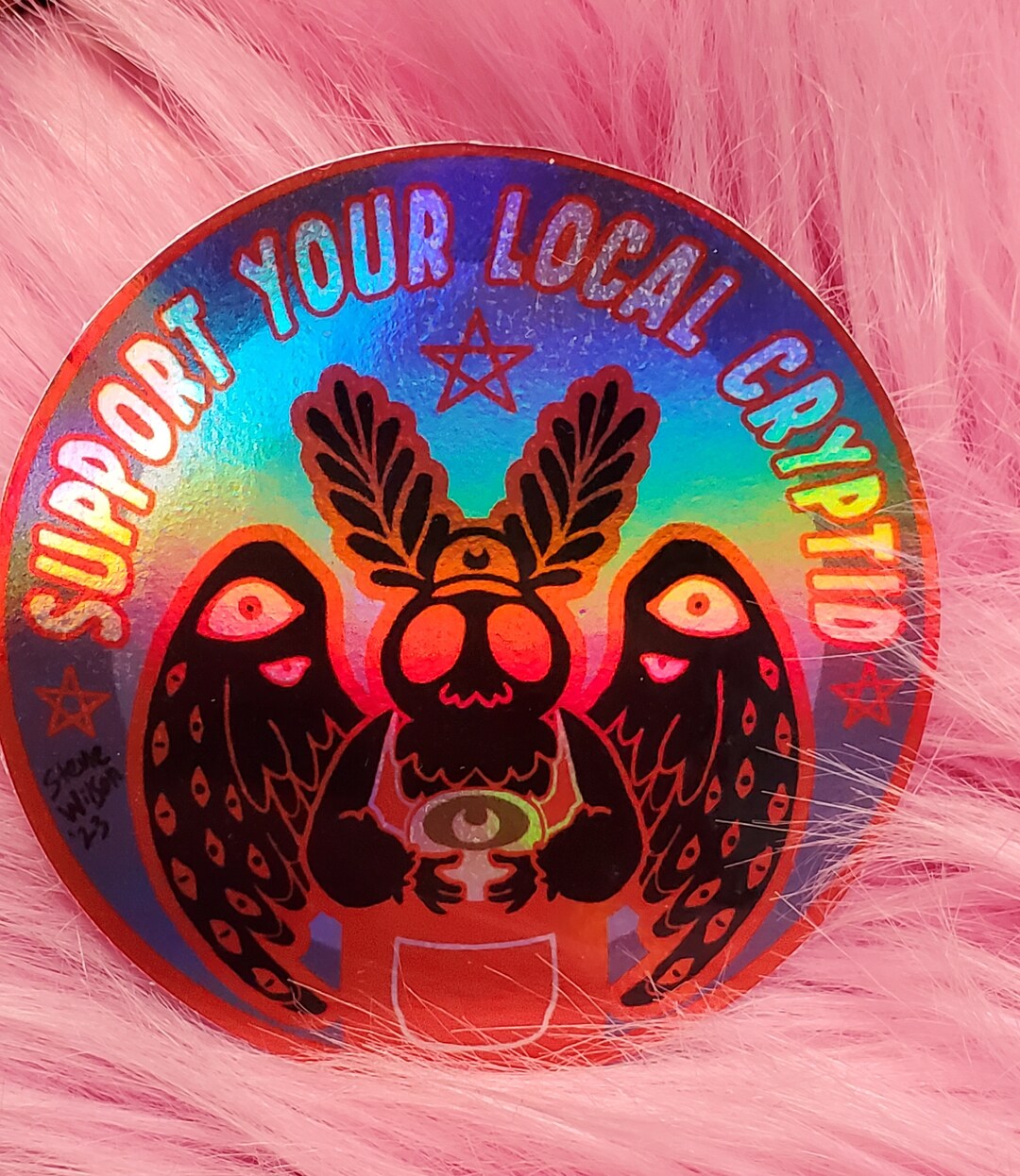 Sticker: Support Your Local Cryptid Mothman - Etsy