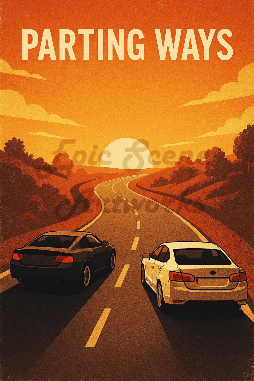 Parting Ways Printable Poster – Emotional Car Scene Digital Art ...