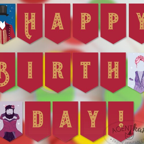 Circus Happy Birthday Garland Bunting Banner Printable - Etsy