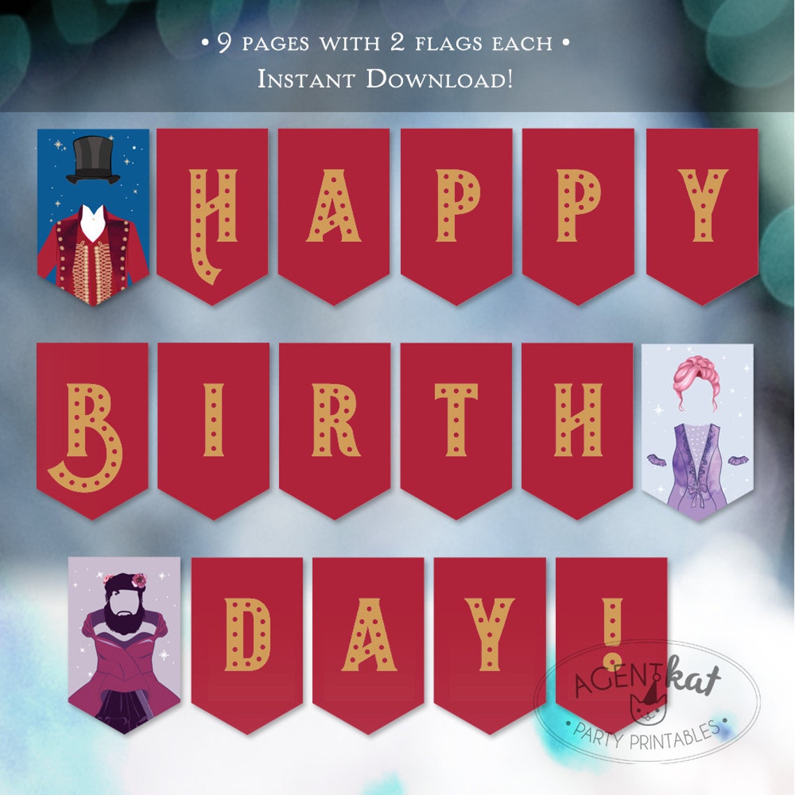 Circus Happy Birthday Garland Bunting Banner Printable | Gender-neutral ...