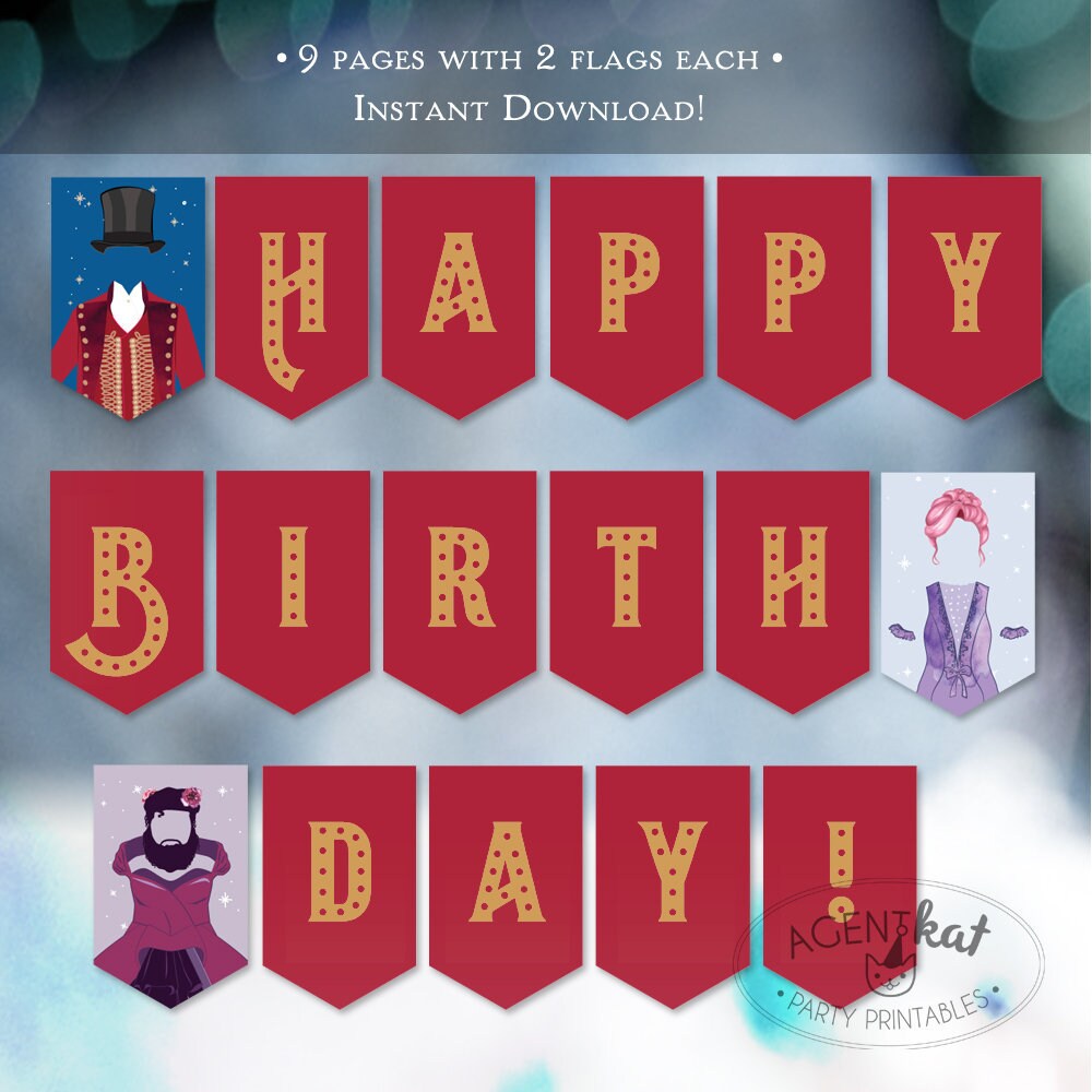 Circus Happy Birthday Garland Bunting Banner Printable | Gender-neutral ...