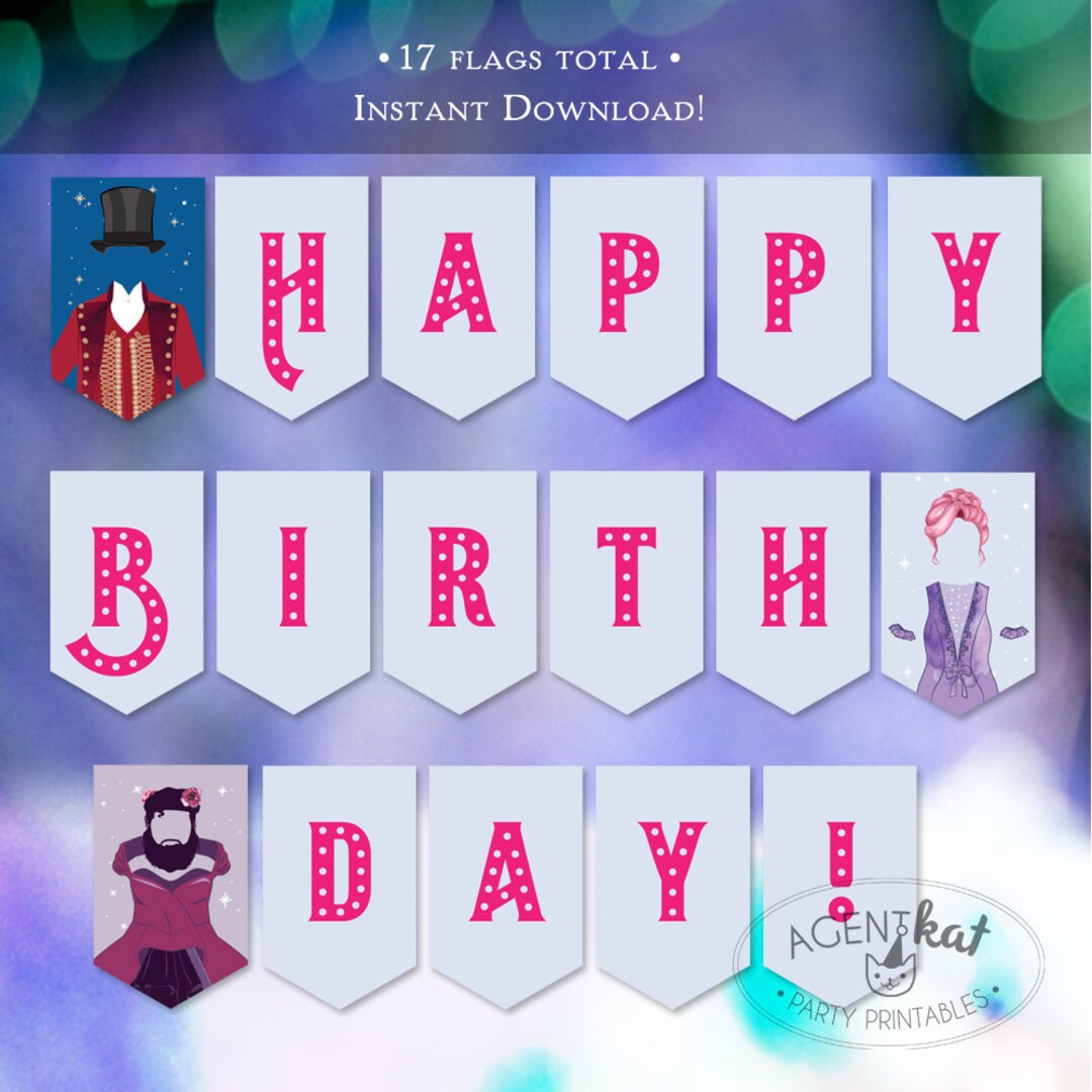 Circus Happy Birthday Garland Bunting Banner Printable - Etsy