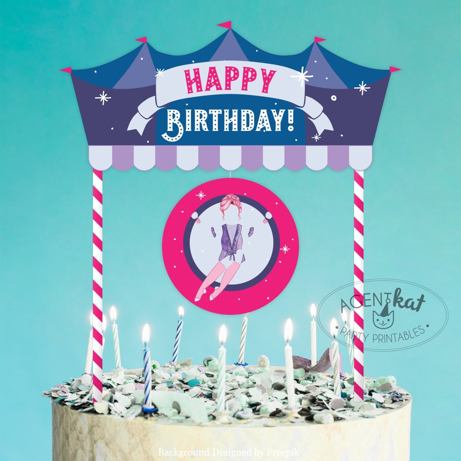 Instant Download Circus Birthday Cake Topper Printable | Etsy