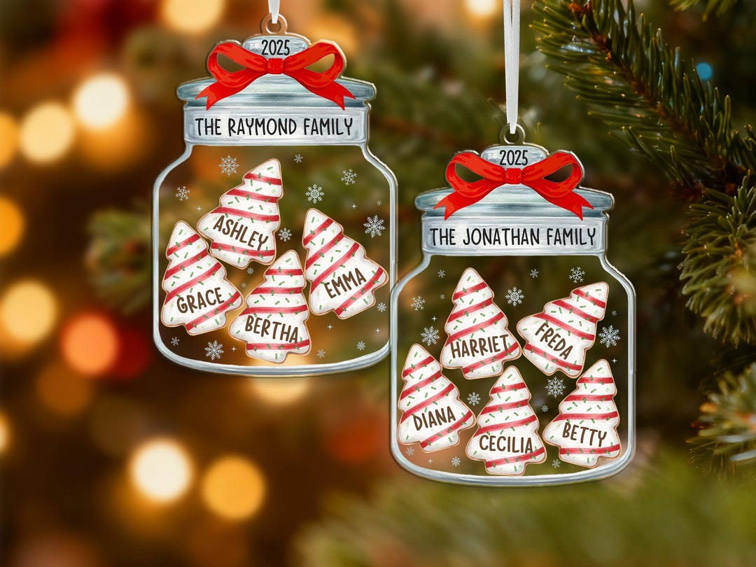 Personalized Family Cookie Jar Ornament, Custom Name Christmas Tree ...