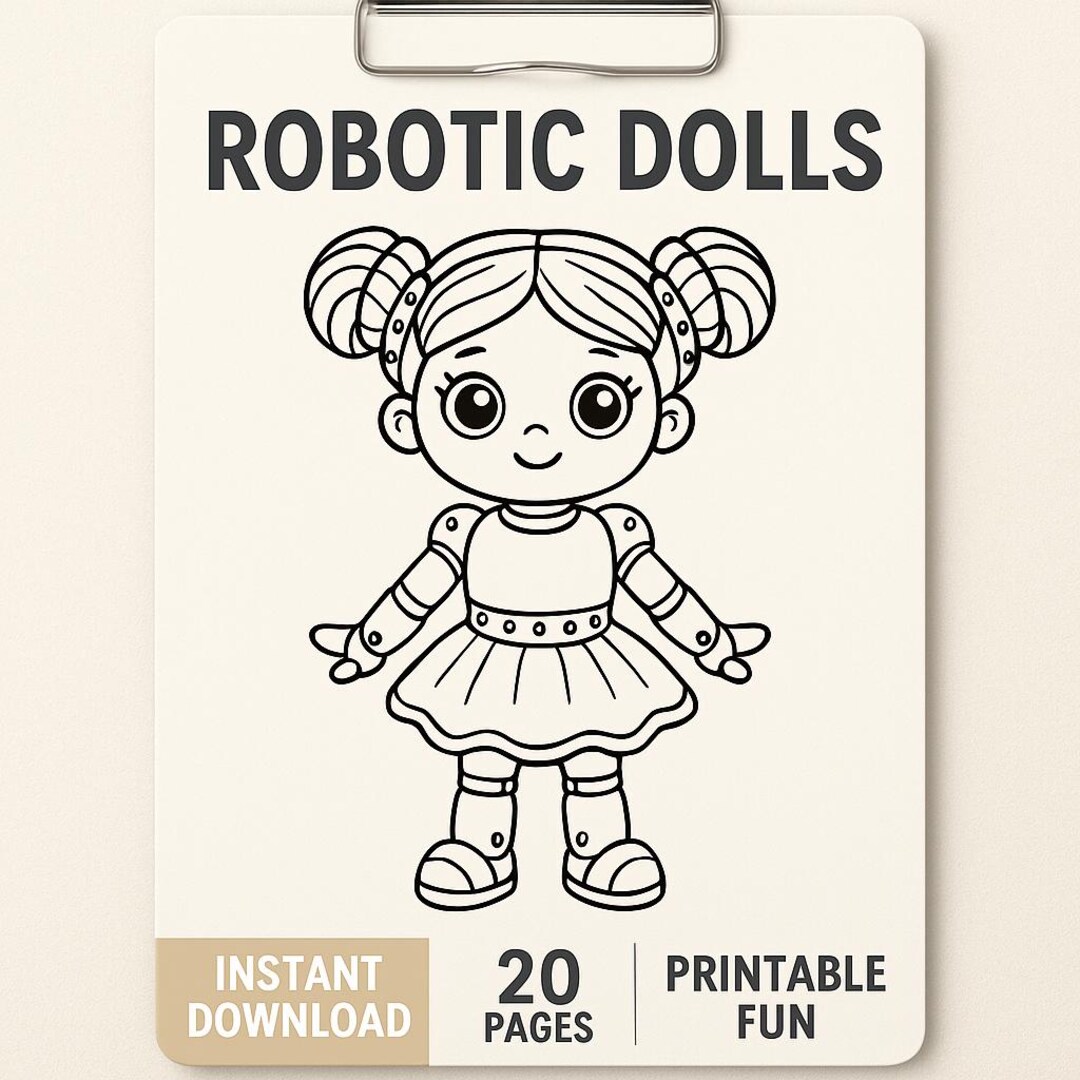 Robotic Dolls Coloring Book for Kids Fun & Futuristic Robot Doll Pages ...