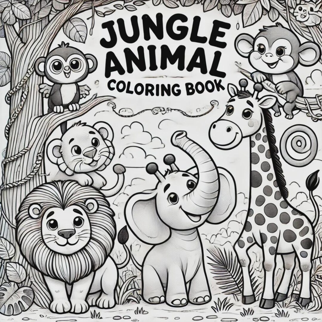 Jungle Animal Coloring Book: Fun and Relaxing Pages Filled With Lions ...