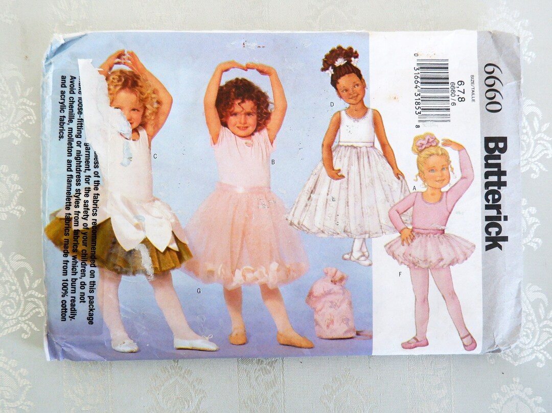 Butterick 6660, Girls Leotard Skirt Bag and Scrunchie Pattern, Sizes 6 ...
